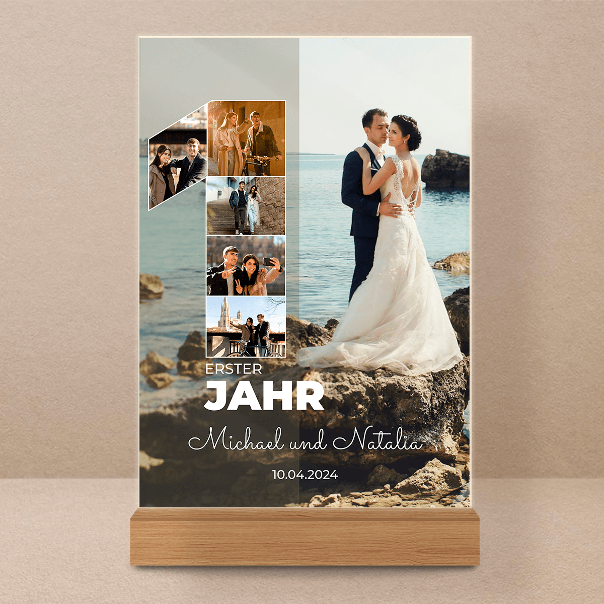 Unsere Jahr - Druck auf Glas, personalisiertes Geschenk für Paare