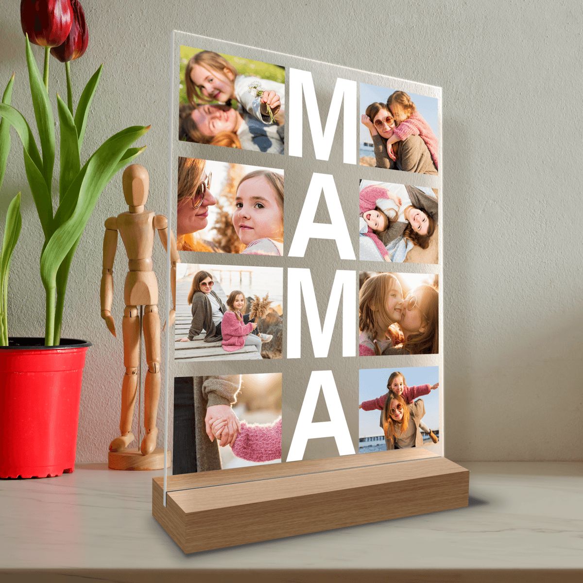 Fotocollage Mama Druck auf Glas, personalisiertes Geschenk für Mutter